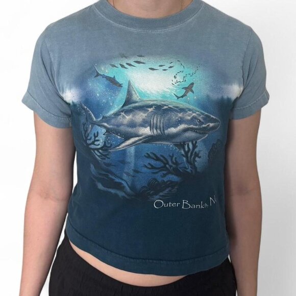 Other | Tops | Vintage Outer Banks Shark Baby Tee Graphic | Poshmark